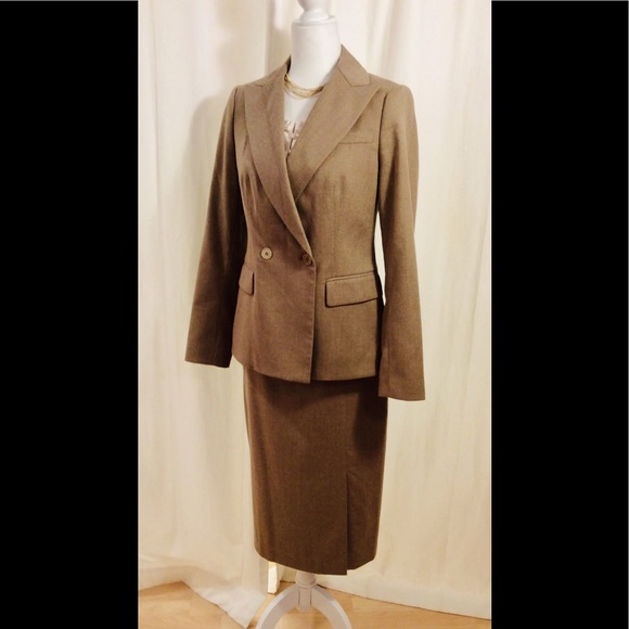 Talbots | Dresses | Talbots Fully Lined Wool Flannel 2pc Skirt Suit ...